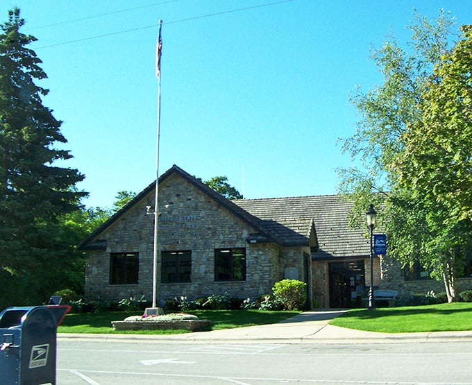 This isn't just a post office—it's Fish Creek's living room. Stone building that's witnessed more community news than Facebook ever could.