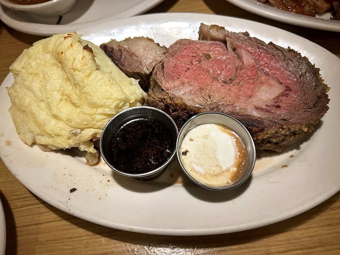 This prime rib isn't just dinner – it's a carnivorous masterpiece that makes you wonder why you ever bothered with lesser cuts of beef.