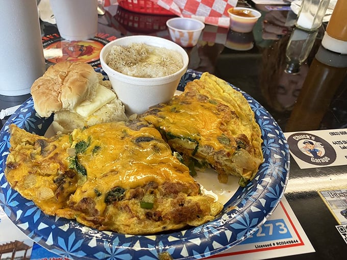 This omelet doesn't just have pulled pork—it's having a full-on love affair with it. The kind of breakfast that makes you cancel your lunch plans.