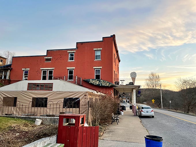 The Purple Fiddle stands as Thomas's beating heart, where Appalachian music traditions and craft beer create the perfect mountain town evening.
