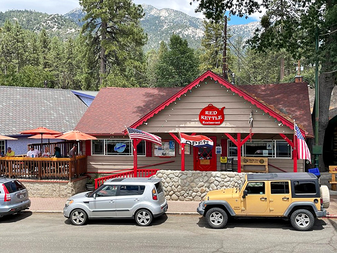 The Red Kettle isn't just a restaurant—it's Idyllwild's living room, where pancakes are currency and coffee refills flow like mountain streams.
