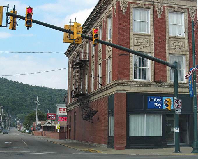 Corner buildings tell Bradford's story at every intersection, where practical commerce and classic design create that increasingly rare small-town feeling.
