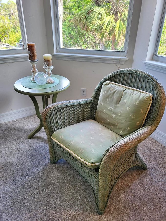 Wicker perfection meets Florida sunlight. This chair isn't just furniture; it's your personal invitation to sit back with a novel and watch the palms sway.