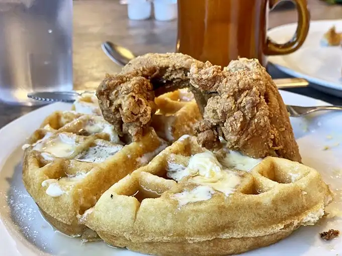 Chicken and waffles: where breakfast and dinner eloped, had beautiful children, and created the perfect excuse to eat fried food before noon.