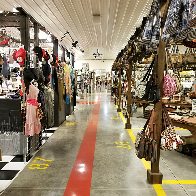 A fashionista's paradise awaits down this corridor, where handcrafted bags hang like ripening fruit waiting to be harvested.