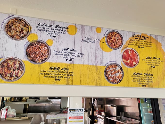Colorado Favorite, BBQ Mac, All Star—reading this menu is like browsing a hall of fame for foods that make you forget your problems.