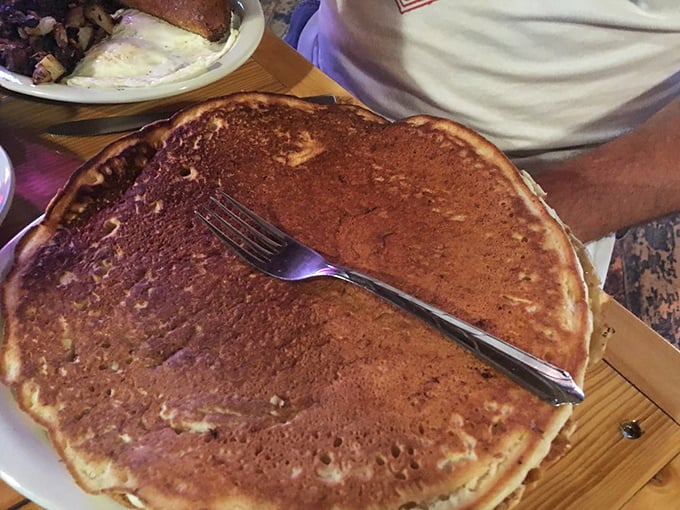 The legendary pancake in all its golden glory! Bigger than your plate and perfectly browned – this is why people drive for hours through wilderness.