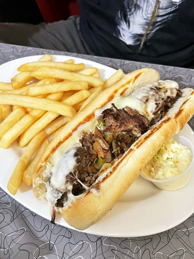 This Philly cheesesteak isn't trying to reinvent the wheel—it's just making sure the wheel is delicious enough to make you forget your diet.