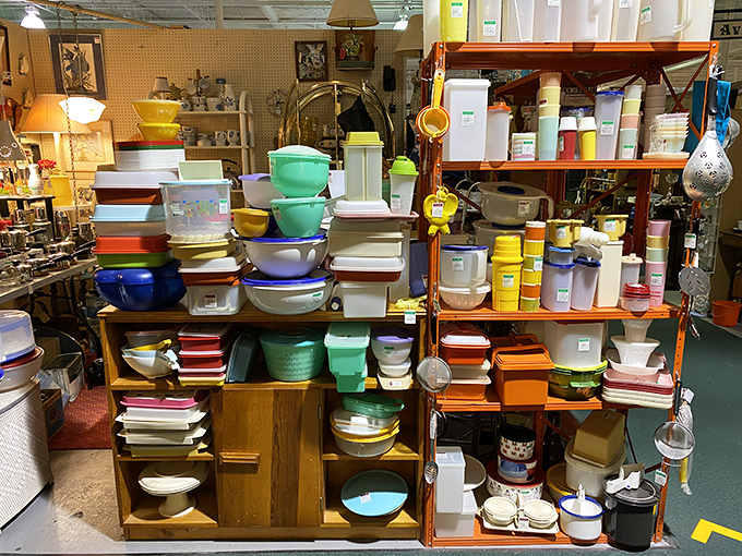 Pyrex paradise! A rainbow of vintage kitchenware that would make your grandmother swoon and modern collectors reach for their wallets.
