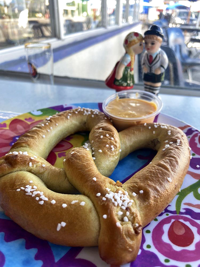 This pretzel isn't just a snack—it's an edible ambassador from Deutschland. Golden, salted perfection that makes theme park versions look like sad imitations.
