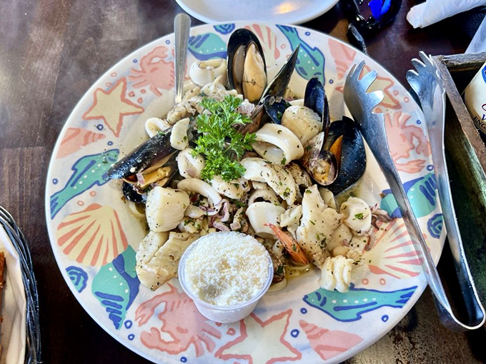 The seafood medley that makes you wonder why you ever bothered with steak. Those mussels aren't just opening up, they're having a full-on conversation.