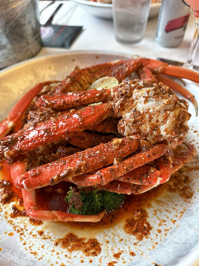 These snow crab legs aren't just food—they're an interactive experience that rewards patience with sweet, tender meat worth every crack.