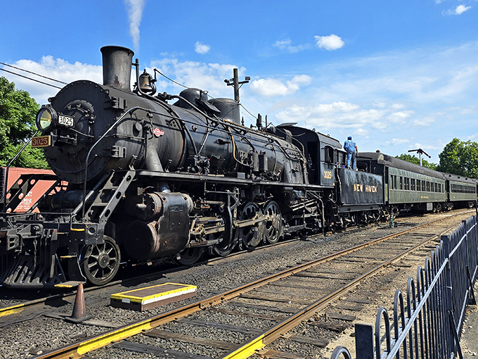 All aboard the Essex Steam Train! This isn't some Disney recreation – it's the real deal, huffing and puffing through the Connecticut River Valley since 1971.
