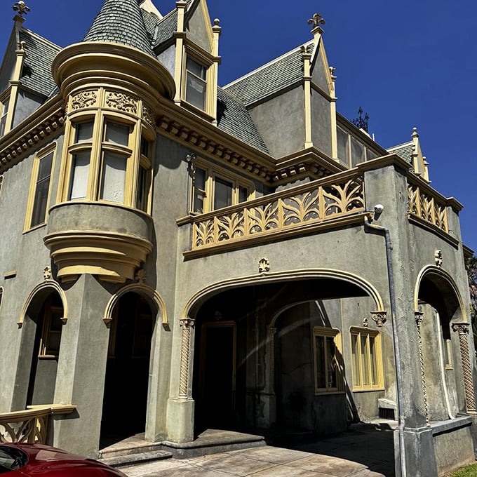 The mansion's intricate architectural details showcase a time when homes weren't just built—they were composed, like symphonies in wood and stone.