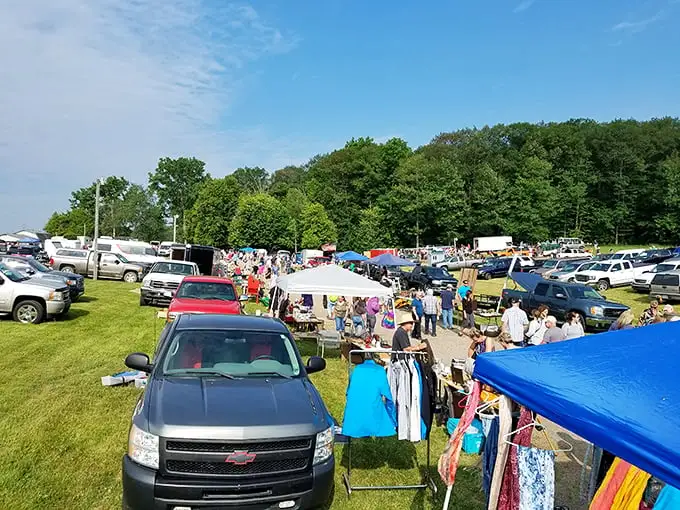 Armada Flea Market: Summer shopping under Michigan skies. Where pickup trucks and pop-up tents create a bargain hunter's paradise.