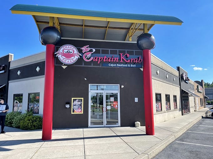 Those giant red crab poles aren't subtle, but neither is the flavor explosion waiting inside Captain Krab.