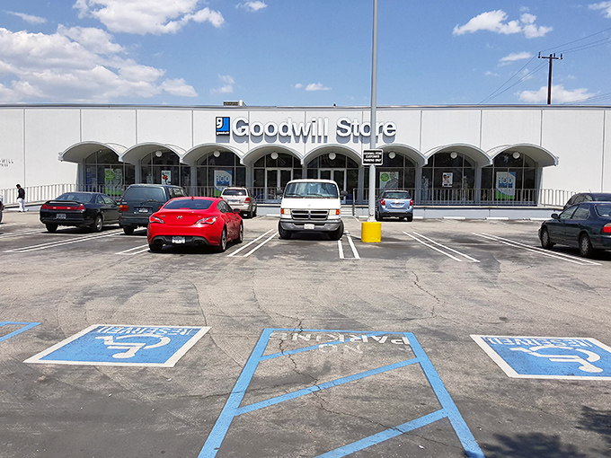 Those elegant arches aren't just architectural flair—they're gateways to thrifting nirvana in the heart of LA.