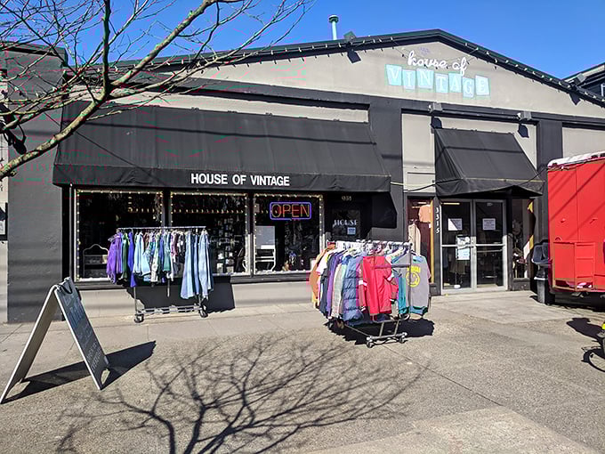 House of Vintage's sleek black exterior hides a time machine filled with fashion treasures from decades past.