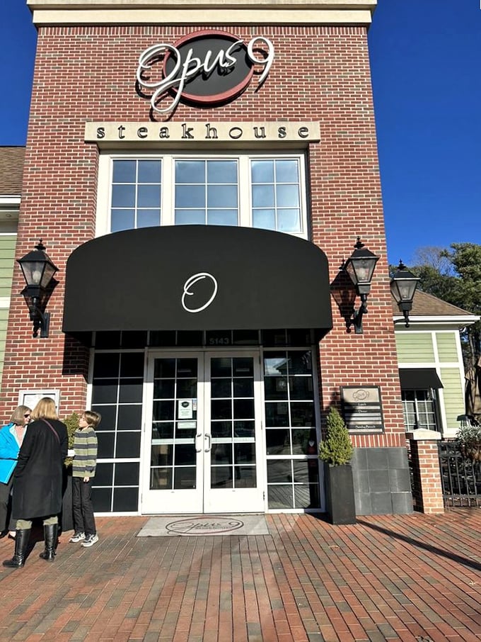 Opus 9's sophisticated brick façade sets the stage for a steakhouse experience worthy of a standing ovation.