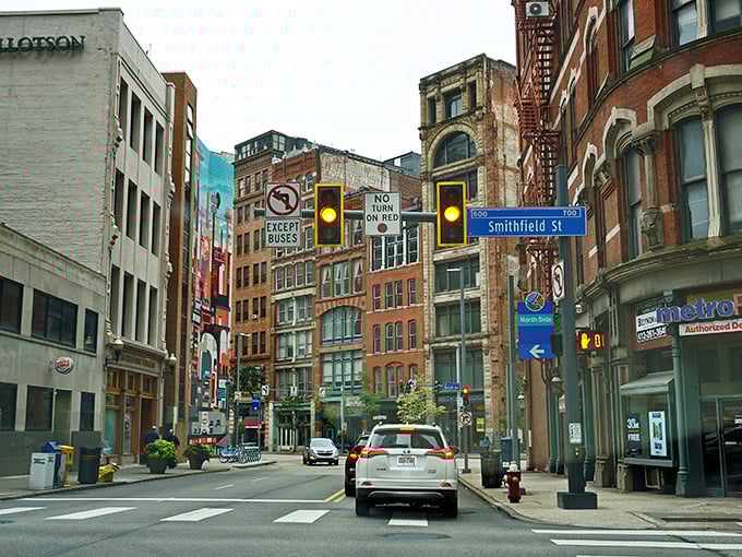 Pittsburgh's downtown gleams like treasure at the confluence of three rivers – a golden triangle indeed!