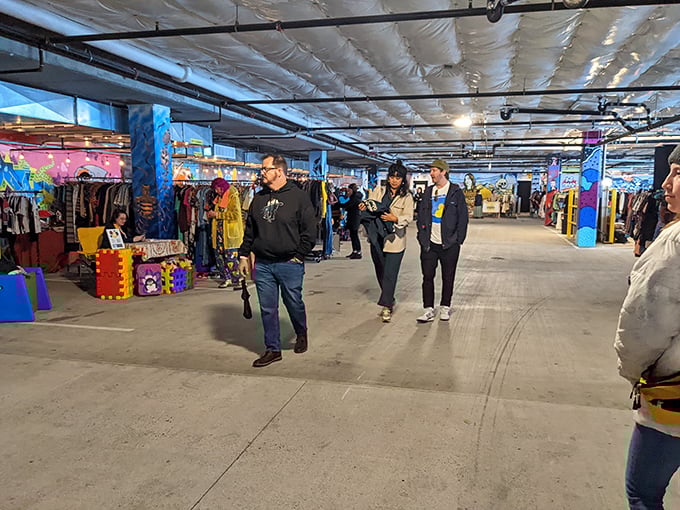 Portland Flea: Urban treasure hunting at its finest! White tents housing carefully curated goods under dramatic Northwest skies.