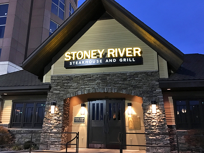 Stoney River's lodge-like exterior promises mountain-sized flavor inside. The stone and wood say "rustic," but the steaks say "refined."