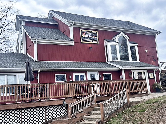 The Sturbridge Porterhouse's barn-red exterior isn't putting on airs—it's saving all the drama for what's on your plate.