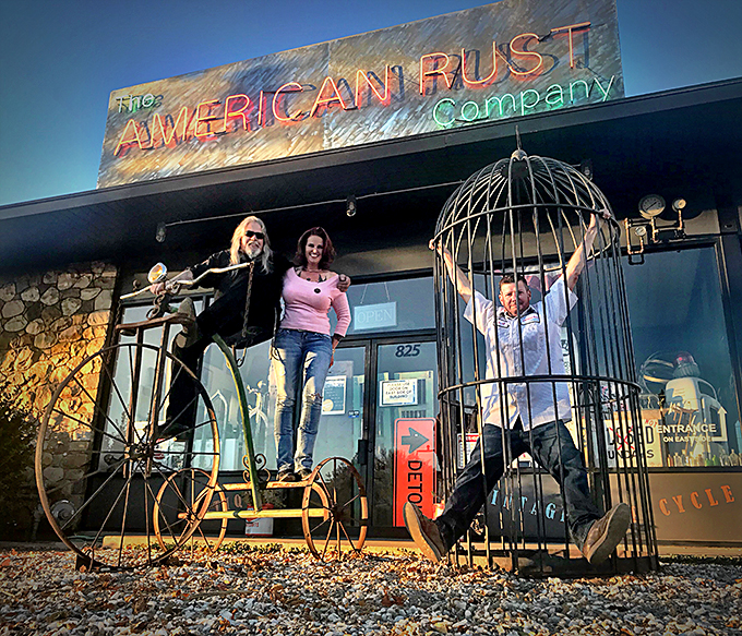 Not your grandmother's antique shop! The American Rust Company's entrance promises weirdness and wonder in equal measure.