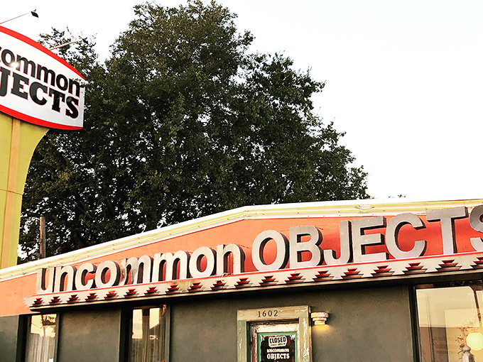 "Uncommon Objects" indeed—this Austin institution's sign promises exactly what it delivers: the weird, wonderful, and utterly unique.