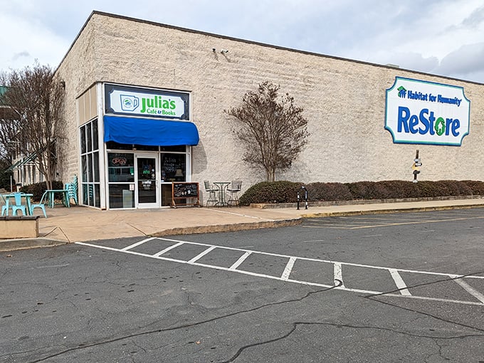 ReStore shares space with Julia's Coffee—because hunting for treasures requires proper caffeination!