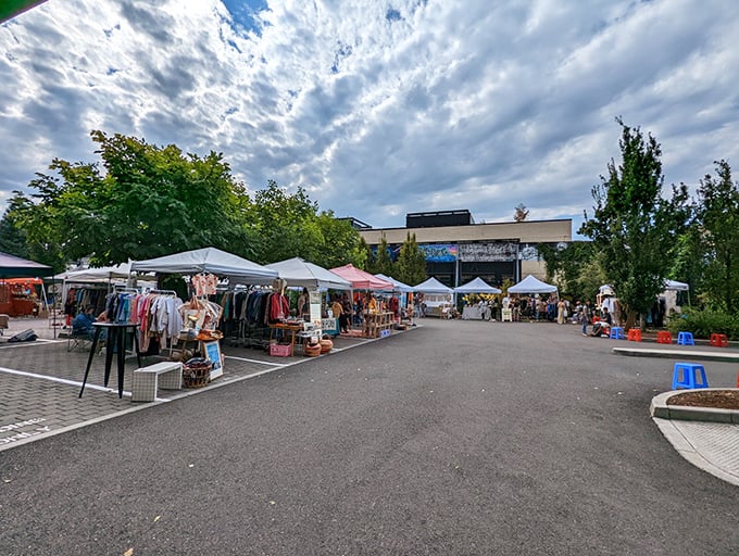 Portland Flea: Where Portland's creative spirit shines through handcrafted goods and vintage finds—no umbrella required on this sunny day!