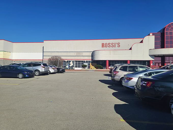 Community commerce in action! Rossi's parking lot transforms into a bustling marketplace where neighbors become merchants for the day.