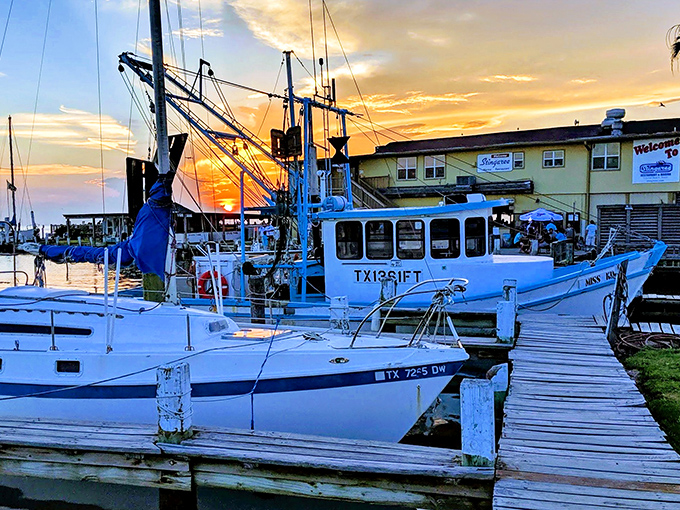 Sunset magic happens at Stingaree. Fishing boats glide by as diners feast on catches that were swimming just hours earlier.