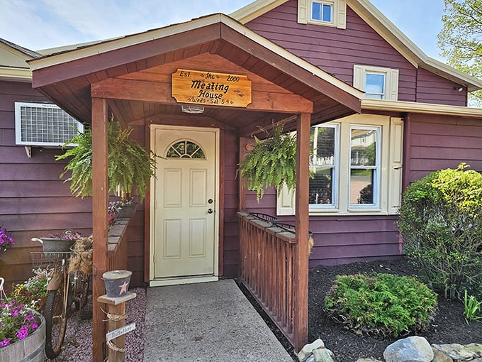That wooden entrance sign promises exactly what you'll find inside – a place where meat lovers gather for unforgettable meals.