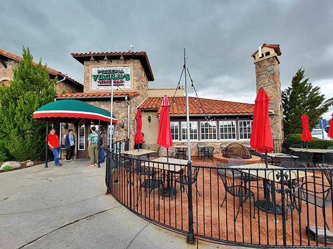 That patio isn't just for show—it's where pizza meets Colorado sunshine for the perfect afternoon affair.