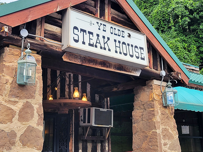Those lanterns flanking the entrance aren't just for show – they're beacons guiding hungry Knoxvillians to beef paradise.