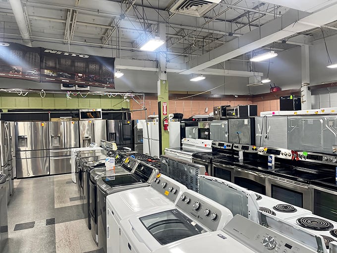 Kitchen appliance heaven! Where else can you find enough refrigerators to store leftovers from every holiday meal until 2030?