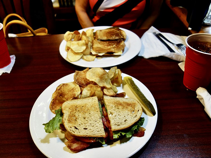 The classic BLT—where simplicity meets perfection. Crispy chips stand guard beside a sandwich that would make any conductor proud.
