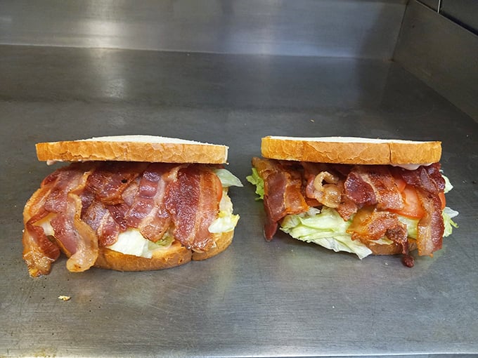 The BLT sandwich here doesn't skimp on the "B"—this is bacon abundance that would make even Ron Swanson emotional. 