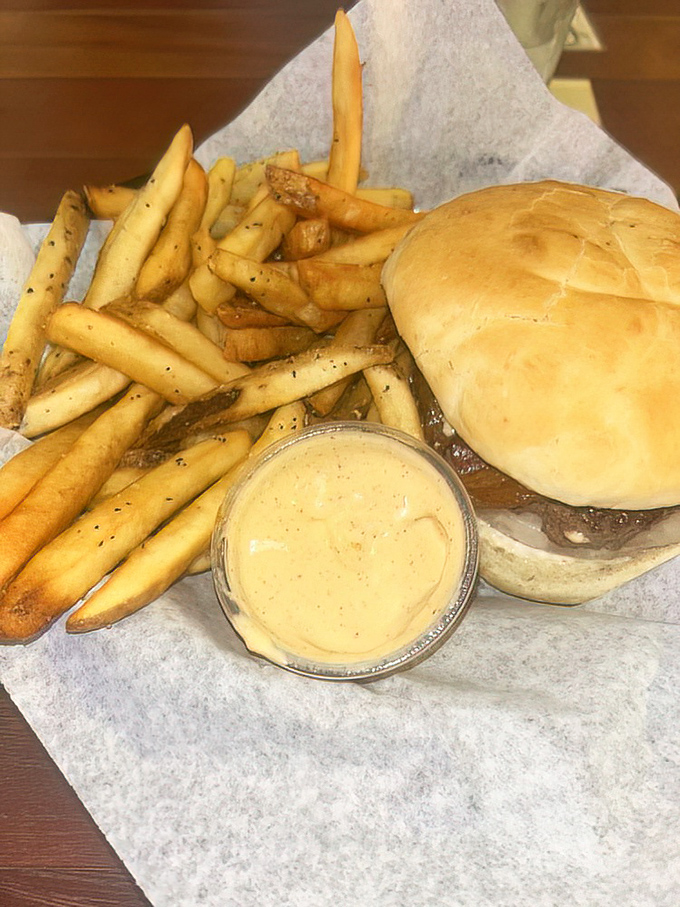 When a burger and fries come with their own special sauce, you know you're not in fast-food territory anymore. This is burger artistry.