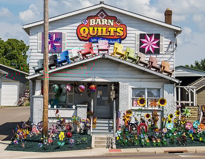 Barn Quilts beckons with a riot of colors and whimsical garden decorations – proving that Amish Country isn't just about subdued simplicity.