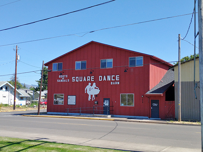 The Boots & Sandals Square Dance Barn isn't just a building—it's Saturday night Americana in architectural form, where do-si-dos never go out of style.