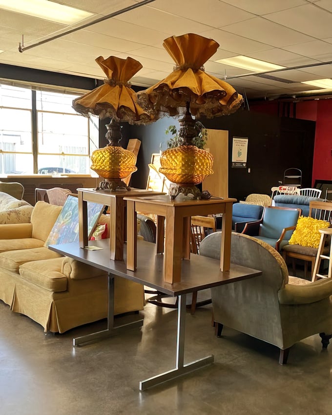 Those aren't just vintage lamps—they're time machines to grandma's living room, complete with gold shades that somehow look both dated and timeless.