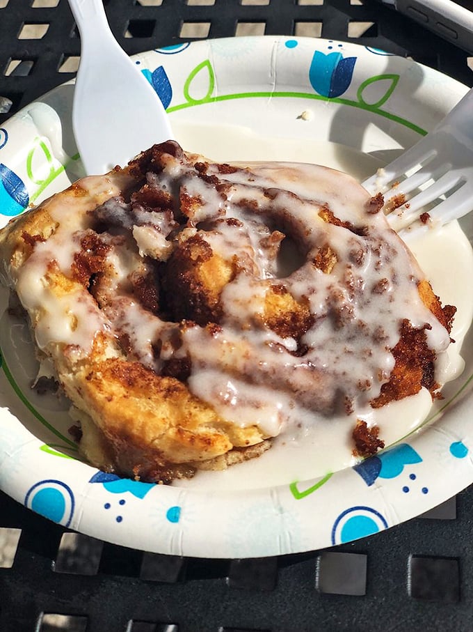 This isn't just any cinnamon roll—it's what breakfast dessert dreams are made of. Gooey, sweet perfection that demands to be savored slowly.