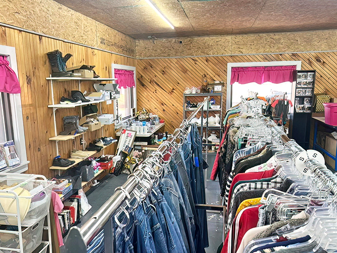 From vintage denim to contemporary styles, the clothing section is meticulously organized—no digging through jumbled piles to find your size here.