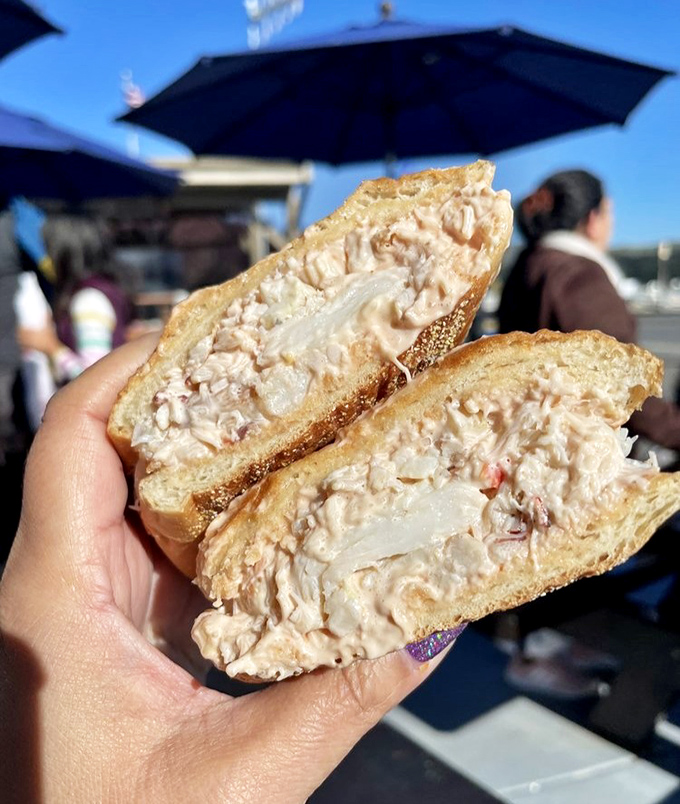 The Dungeness crab sandwich – where sweet, delicate meat meets fresh bread in a romance that makes other sandwiches jealous.