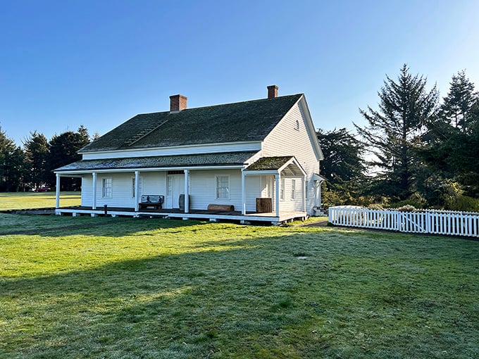 This humble historic home at Fort Humboldt State Historic Park offers a glimpse into simpler times, complete with white picket fence charm.