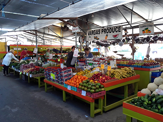Vargas Produce brings farm-to-flea-market freshness with a rainbow of fruits that would make a nutritionist swoon with delight.