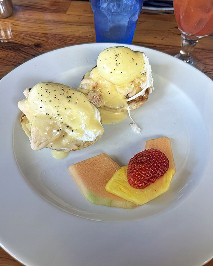 The legendary Lobster Benedict—where sweet Florida lobster meets perfectly poached eggs in a romance that would make Shakespeare weep.