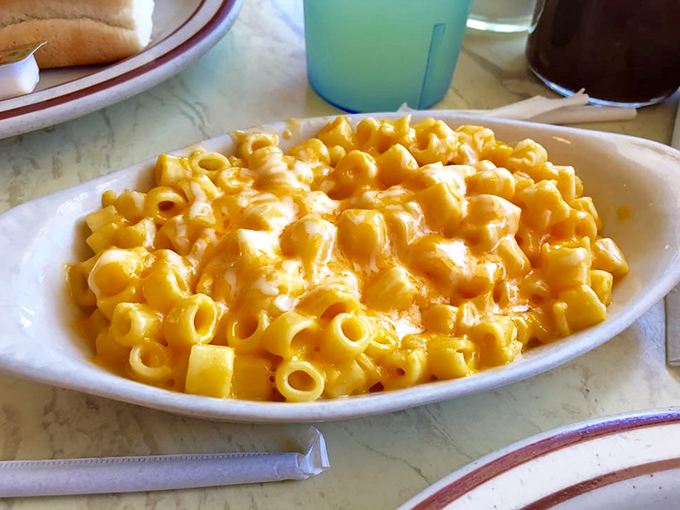 Mac & cheese that doesn't apologize for being exactly what it should be – creamy, comforting, and unapologetically yellow.